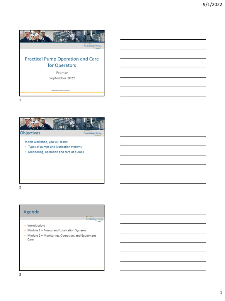 Practical Pump Operation and Care For Operators | PDF | Pump | Lubricant