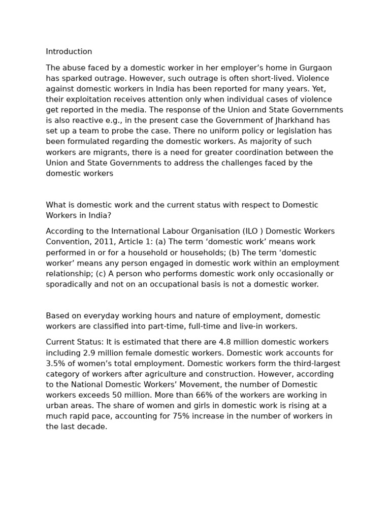 Domestic | PDF | Domestic Worker | International Labour Organization Domestic | PDF | Domestic Worker | International Labour Organization