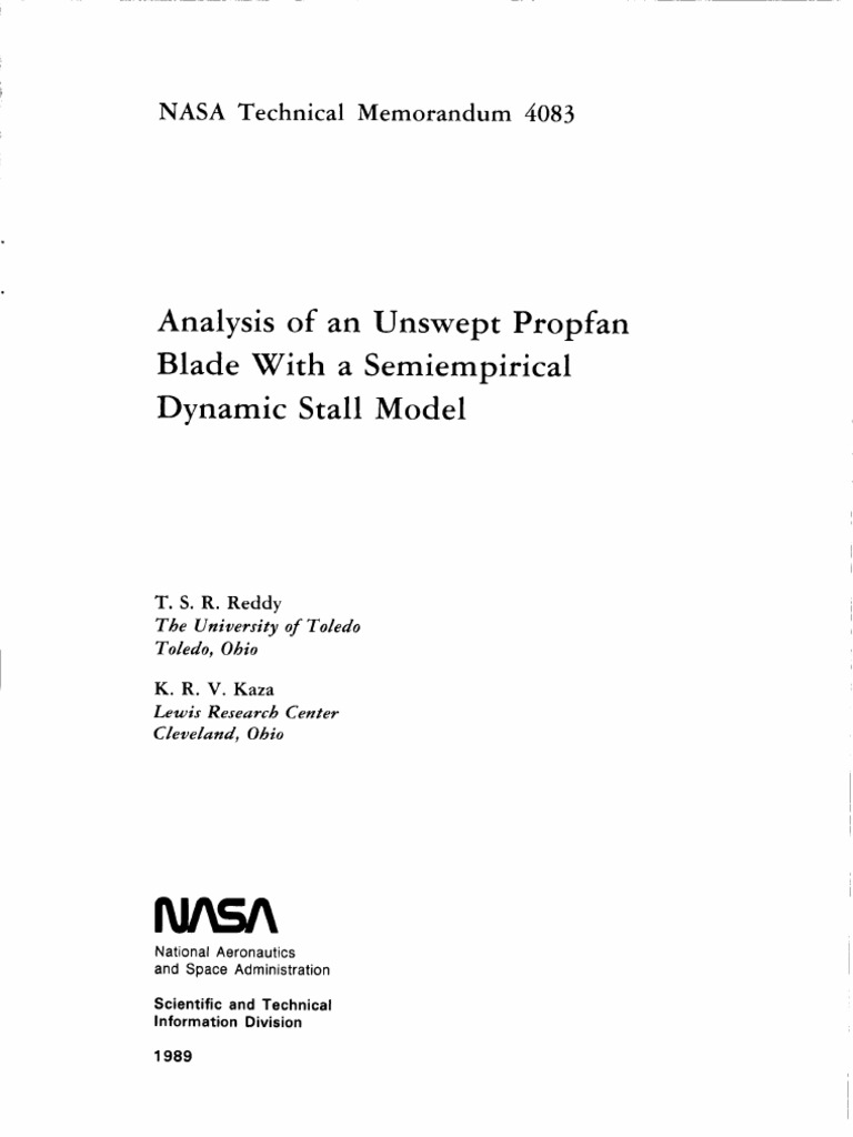 Analysis of Unswept Propfan Blade With Semiempirical: Stall Model | PDF ...