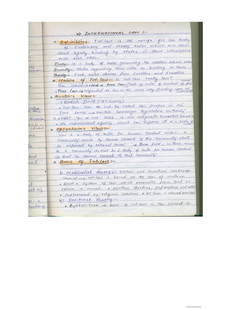 International Law Notes Hand Written - 1 | PDF