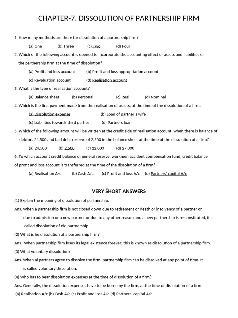 CHAPTER 7 DISSOLUTION | PDF | Finance & Money Management | Credit