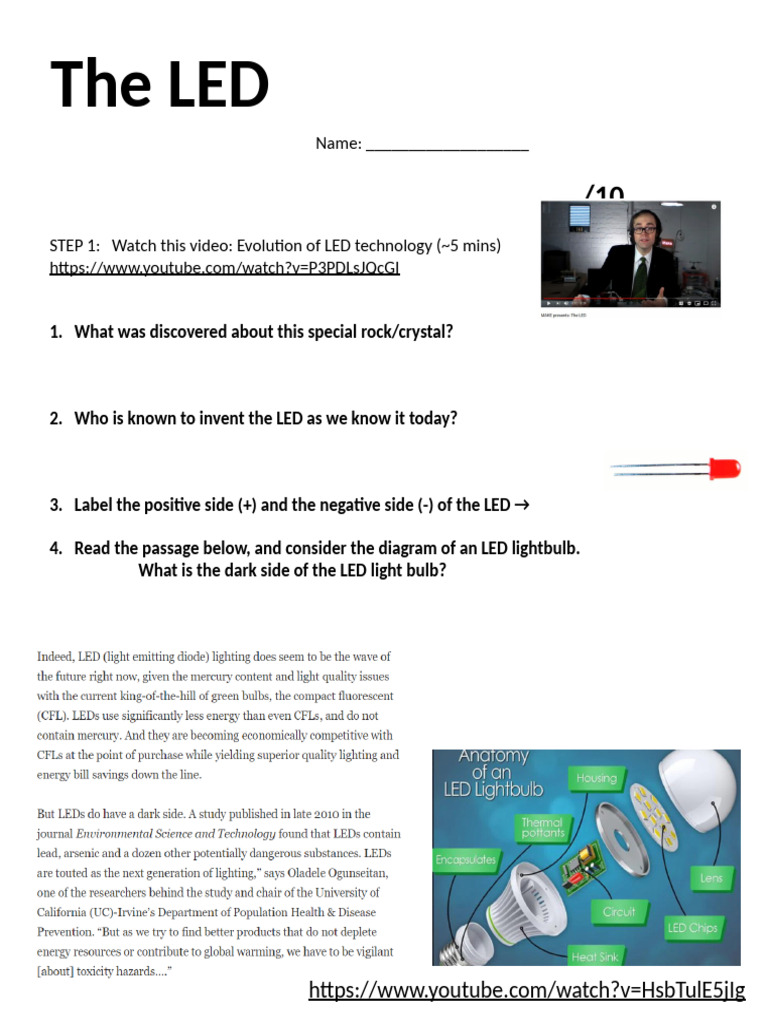 Keagan Driscoll LAB - LED & Incandescence vs. Luminescence | PDF