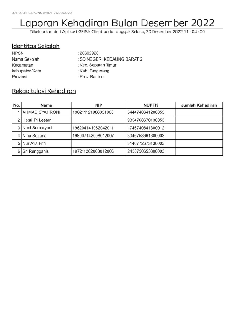 absen geisa 2022 | PDF