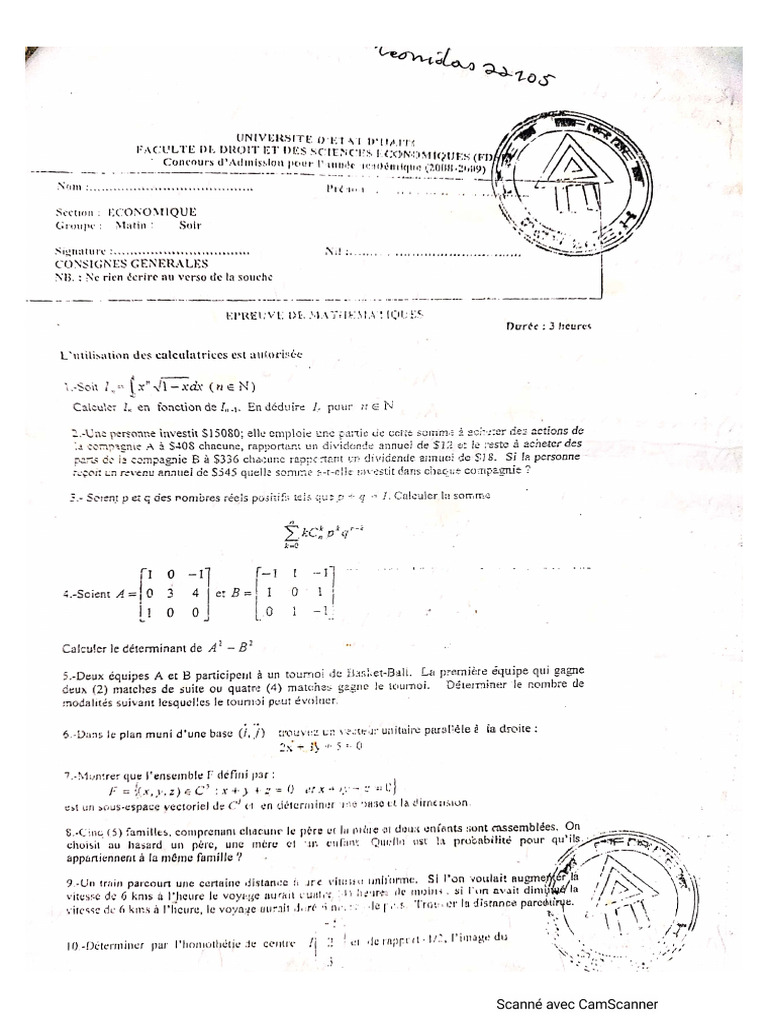 Maths Fdse, C.G Ueh2021 | PDF