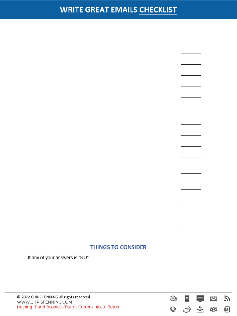 Write Great Emails Checklist | PDF | Career & Growth