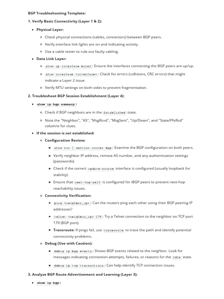 Troubleshooting BGP Osi | PDF | Internet Protocols | Communications Protocols