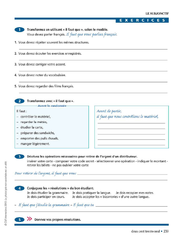Exercices - Subjonctif | PDF