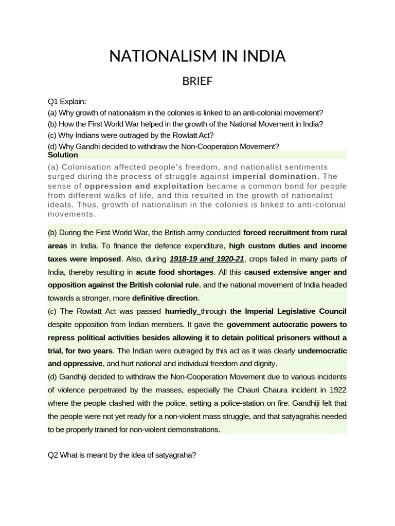 NATIONALISM IN INDIA | PDF | Mahatma Gandhi | Indian Nationalism