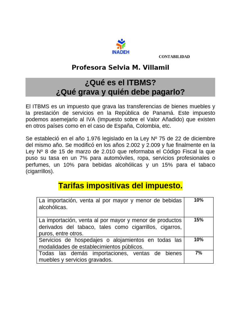 Ley del ITBMS en Panamá: Guía Completa | PDF | Contabilidad | Impuestos
