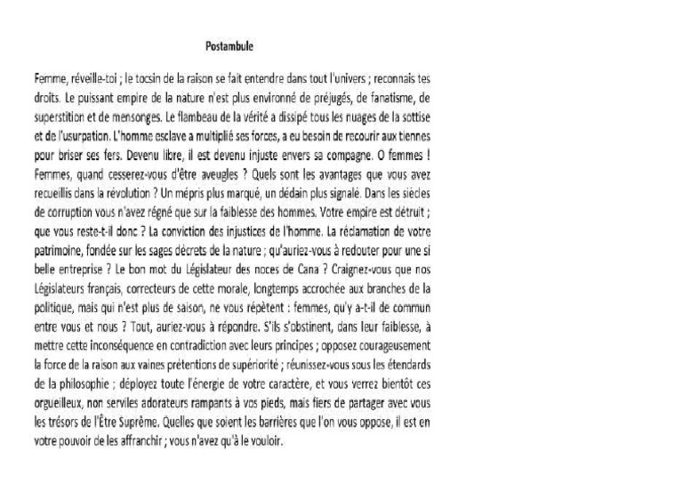 Texte 2 Postambule Olympe de Gouges | PDF