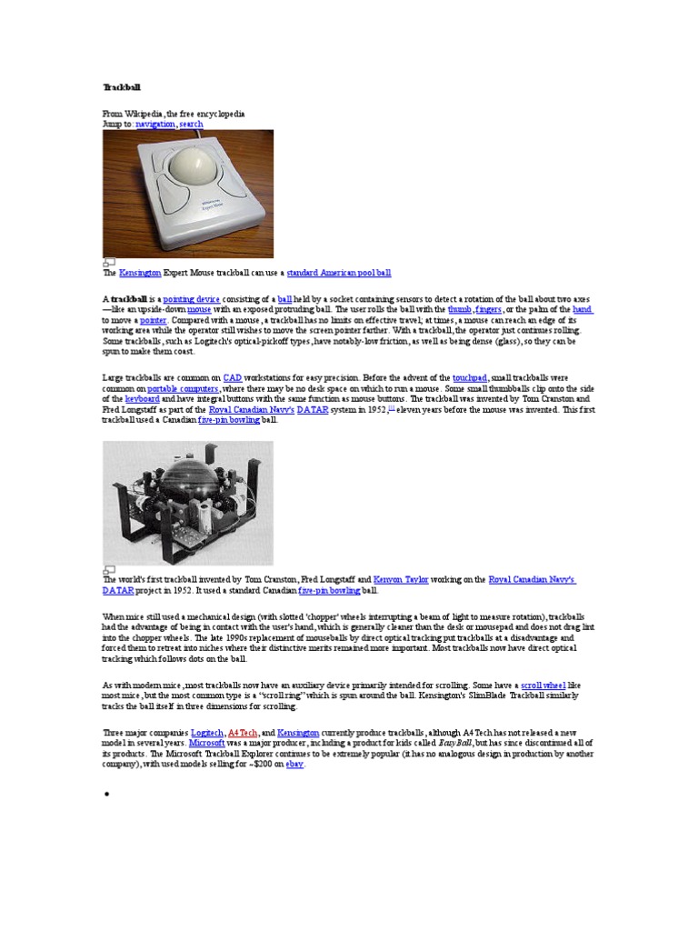 Trackball | PDF | Human–Machine Interaction | Equipment