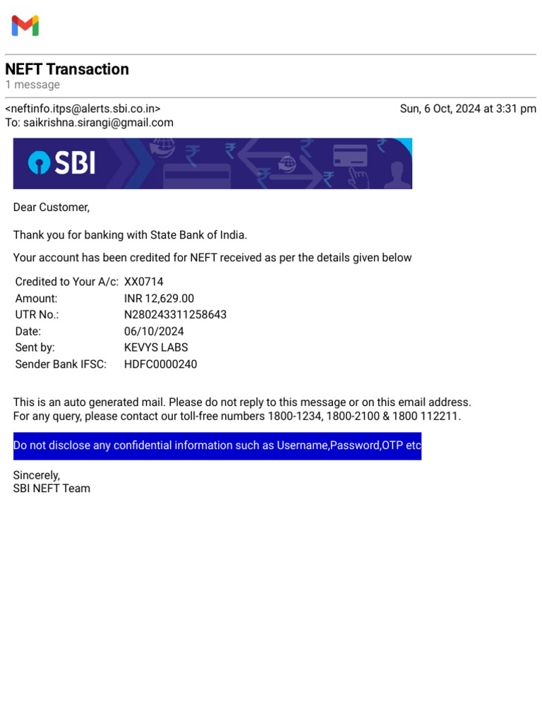 Gmail - NEFT Transaction | PDF