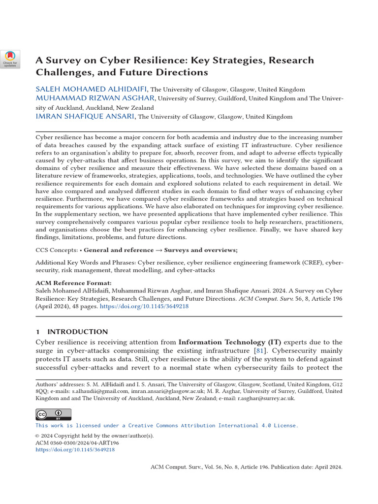 Survey - Cyber Resilience | PDF | Computer Security | Security