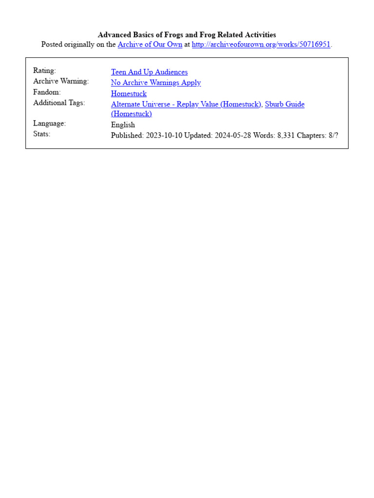 Advanced Basics of Frogs | PDF | Frog