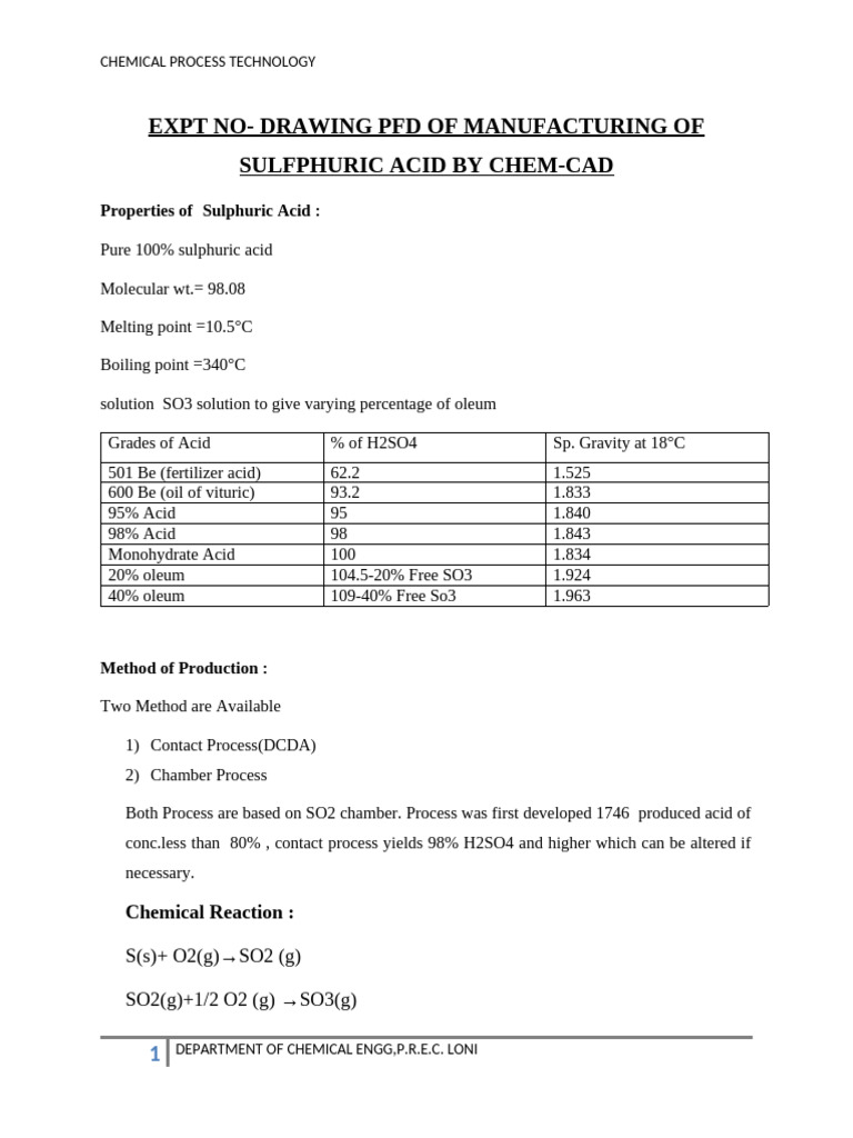 Sulphuric Acid | PDF | Sulfuric Acid | Catalysis
