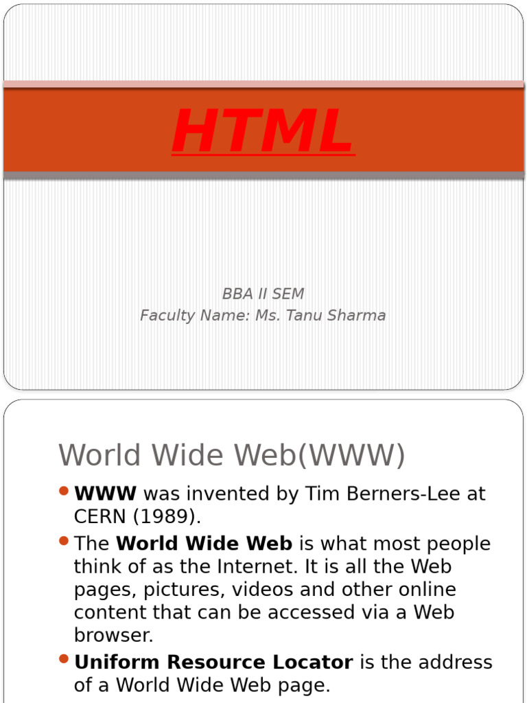 html.pptx | PDF | Html Element | World Wide Web