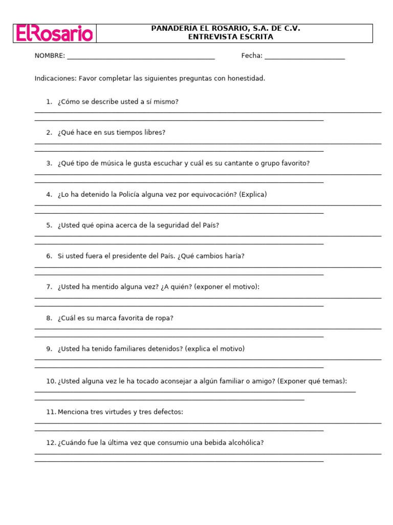 Entrevista Escrita Autorizada | PDF | Crecimiento personal y profesional