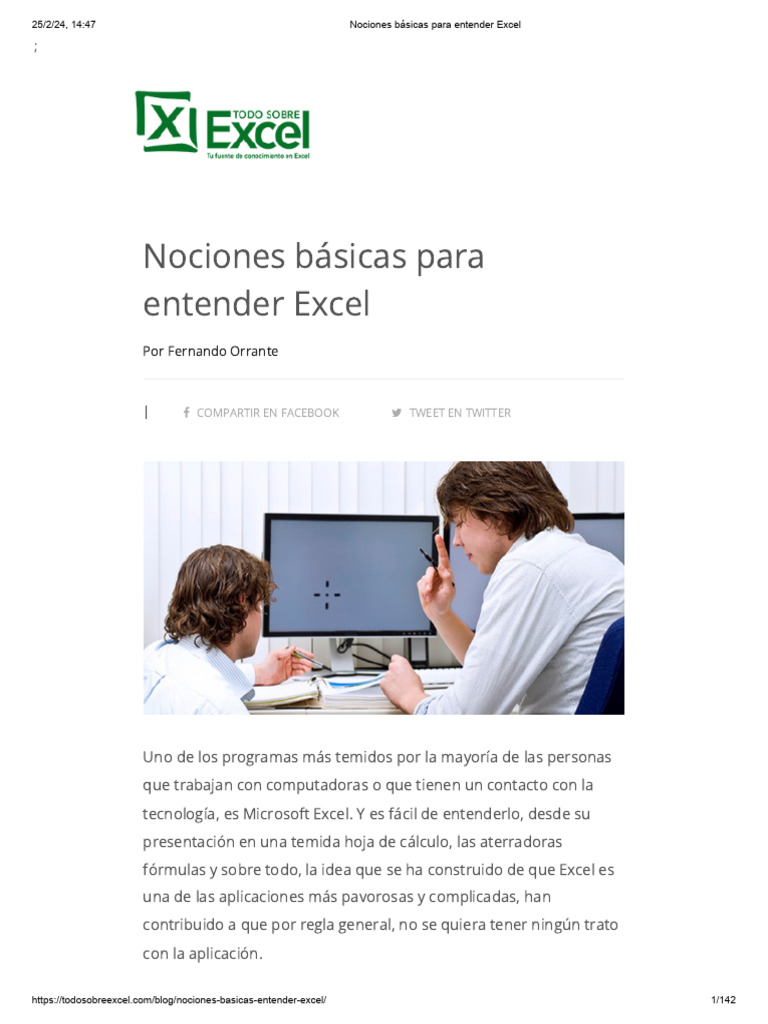 Nociones Básicas para Entender Excel | PDF | Microsoft Excel | Hoja de cálculo