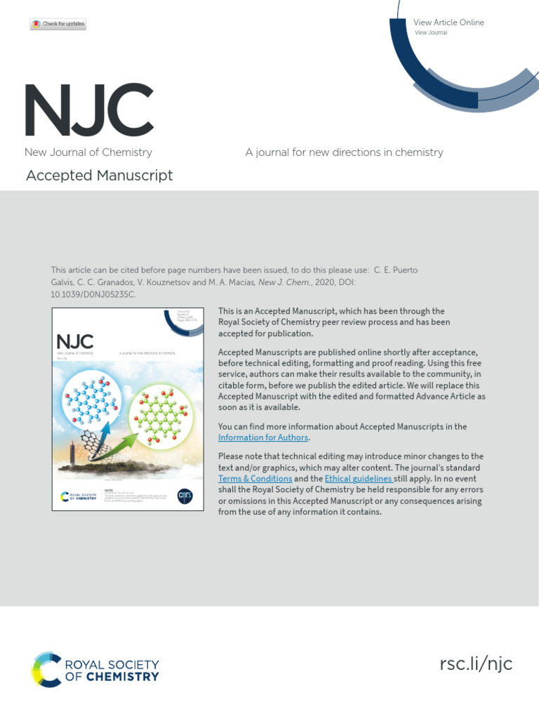 Accepted Manuscript: RSC - Li/njc | PDF | X Ray Crystallography ...
