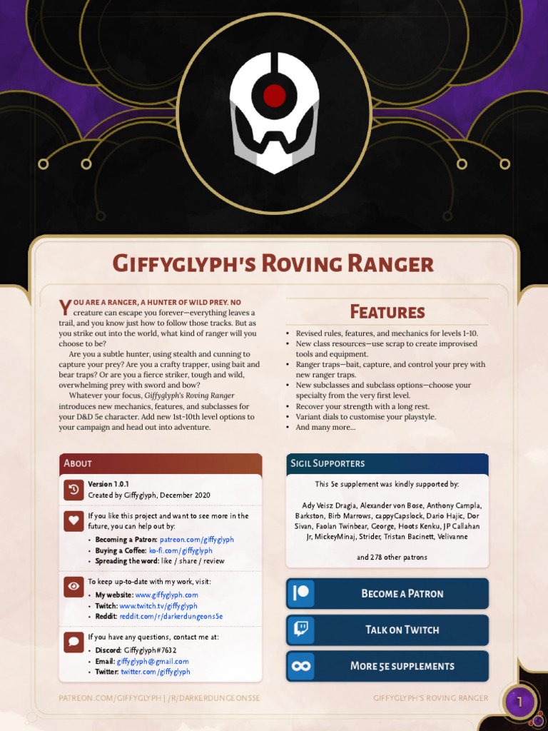 Giffyglyphs-Roving-Ranger Dd5e PDF Latest en FC | PDF
