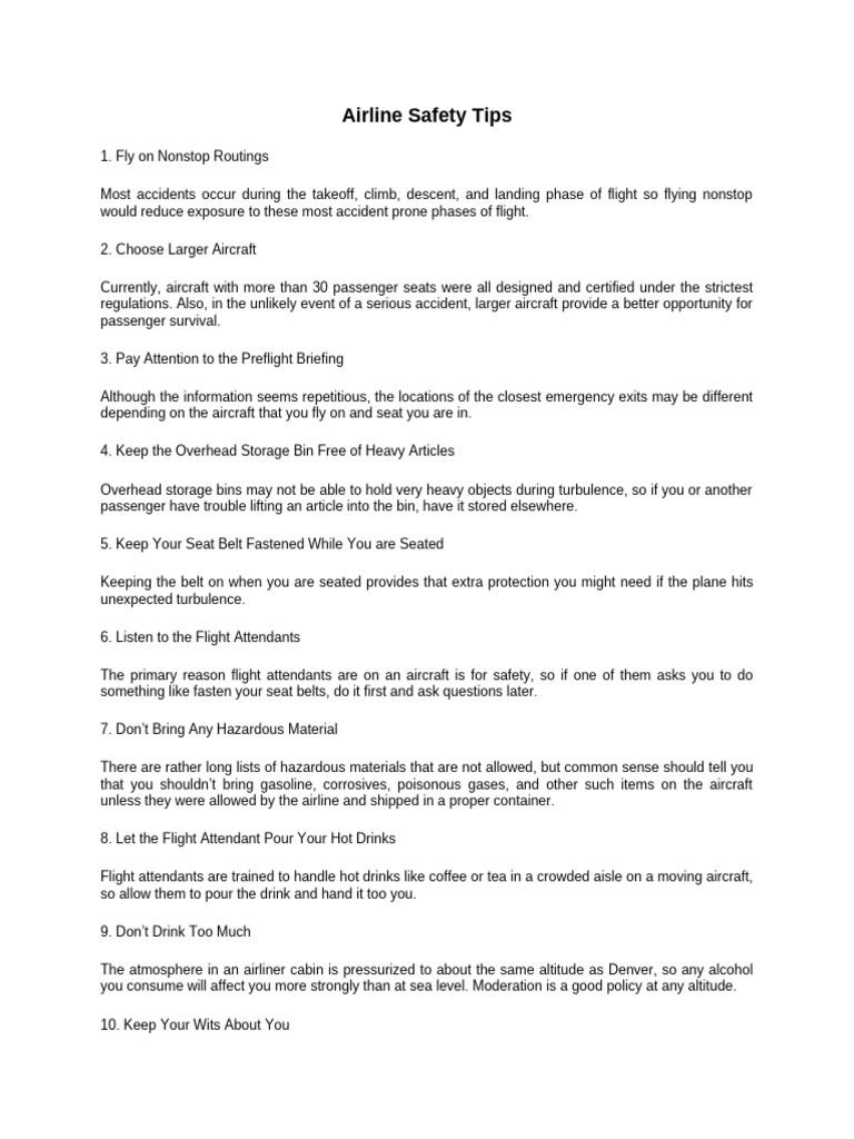 Airline Safety Tips | PDF
