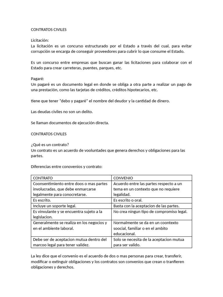 Contratos Civiles: Tipos y Características | PDF | Ley común ...