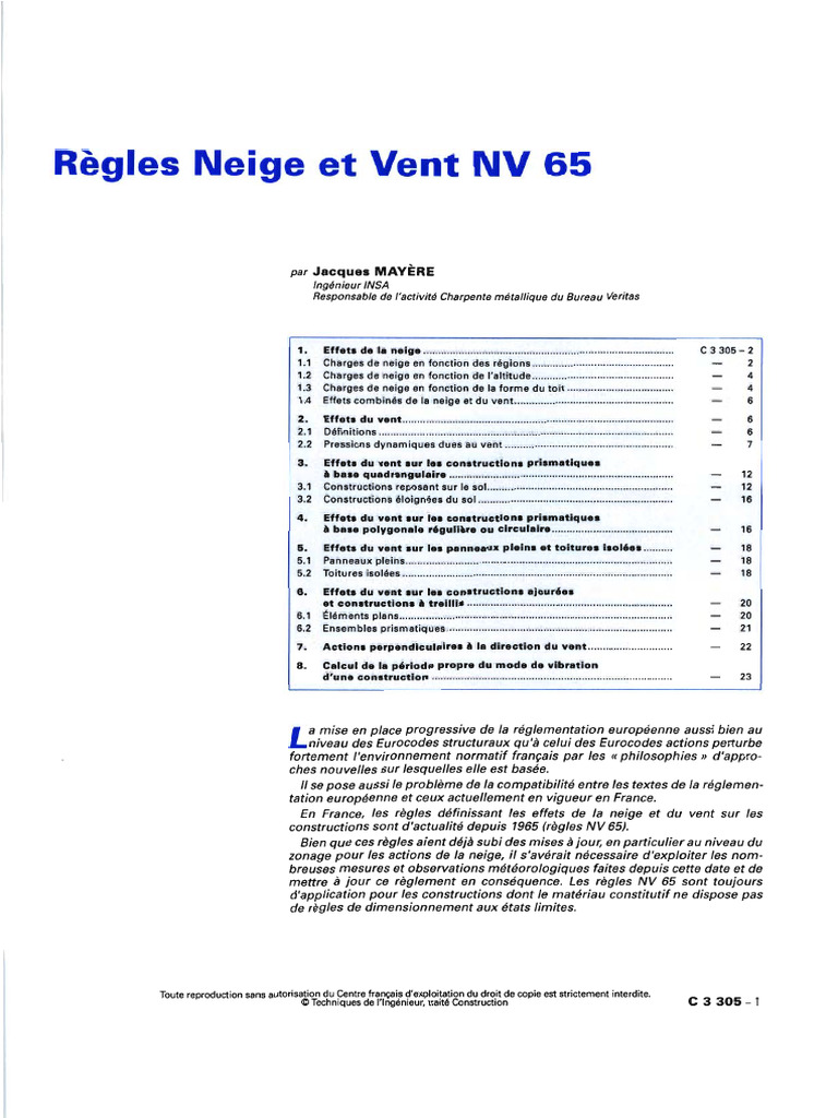 Règles Neige Et Vent NV65 | PDF