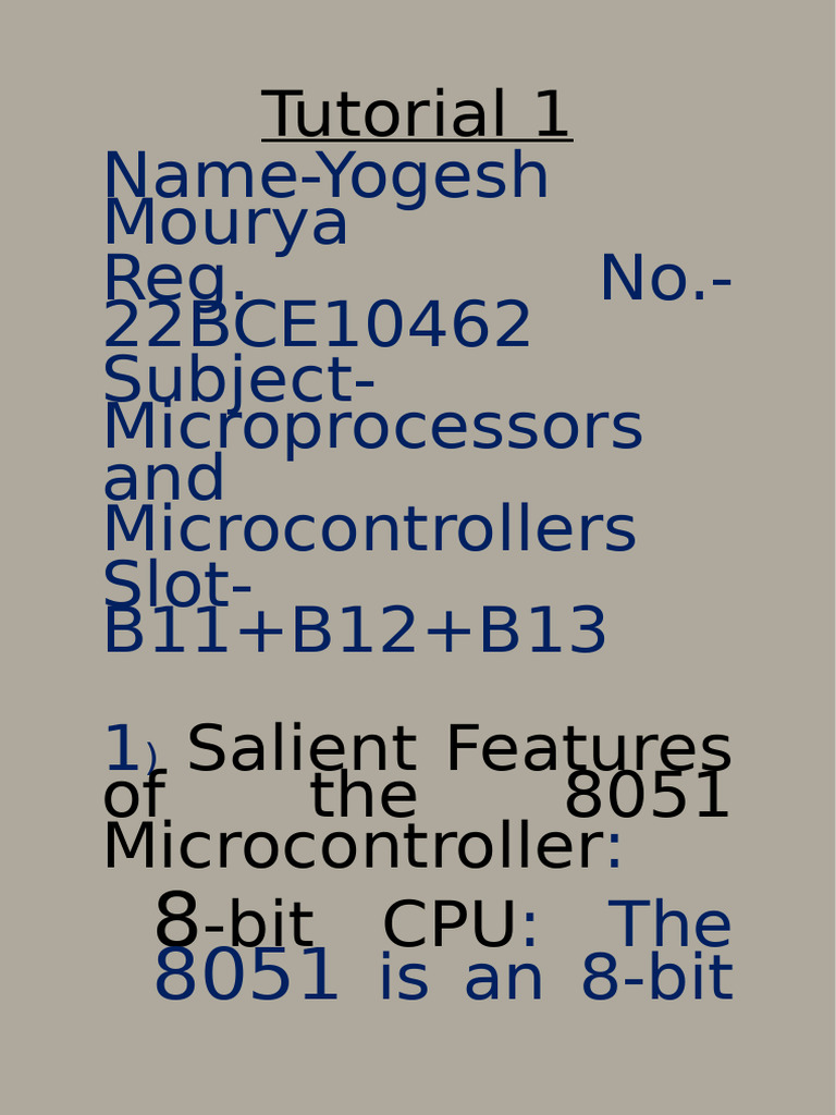 Class Tutorial 1 - M&M - 22BCE10462 | PDF | Microcontroller | Computing