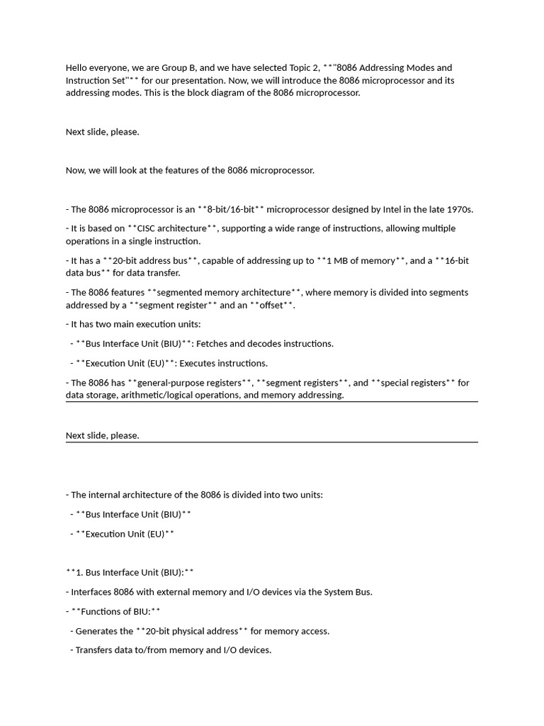 Presentaion Script Pdf Computer Architecture Computing