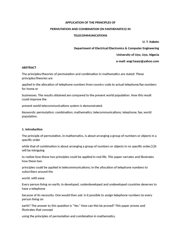 APPLICATION OF THE PRINCIPLES OF | PDF | Telecommunications | Telephone