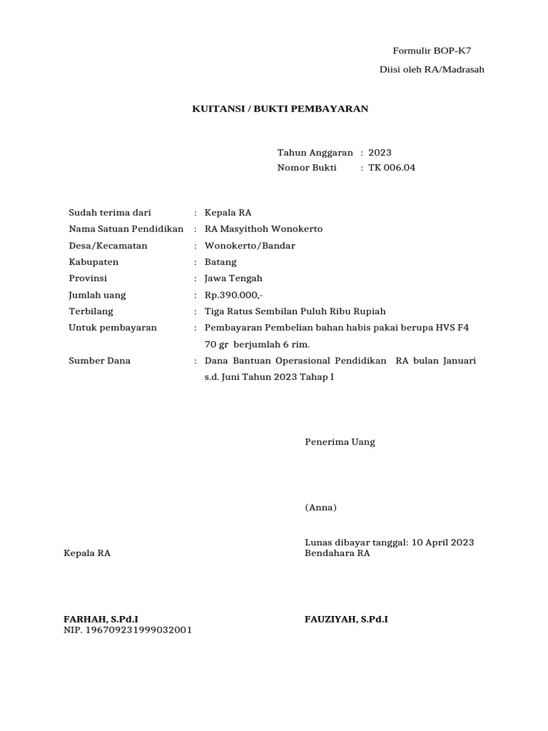 Bukti Pembayran Hvs f4 Fiks | PDF