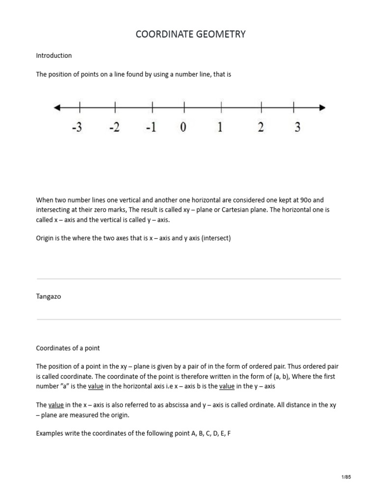 Lecture 1 - COORDINATE GEOMETRY | PDF | Cartesian Coordinate System ...