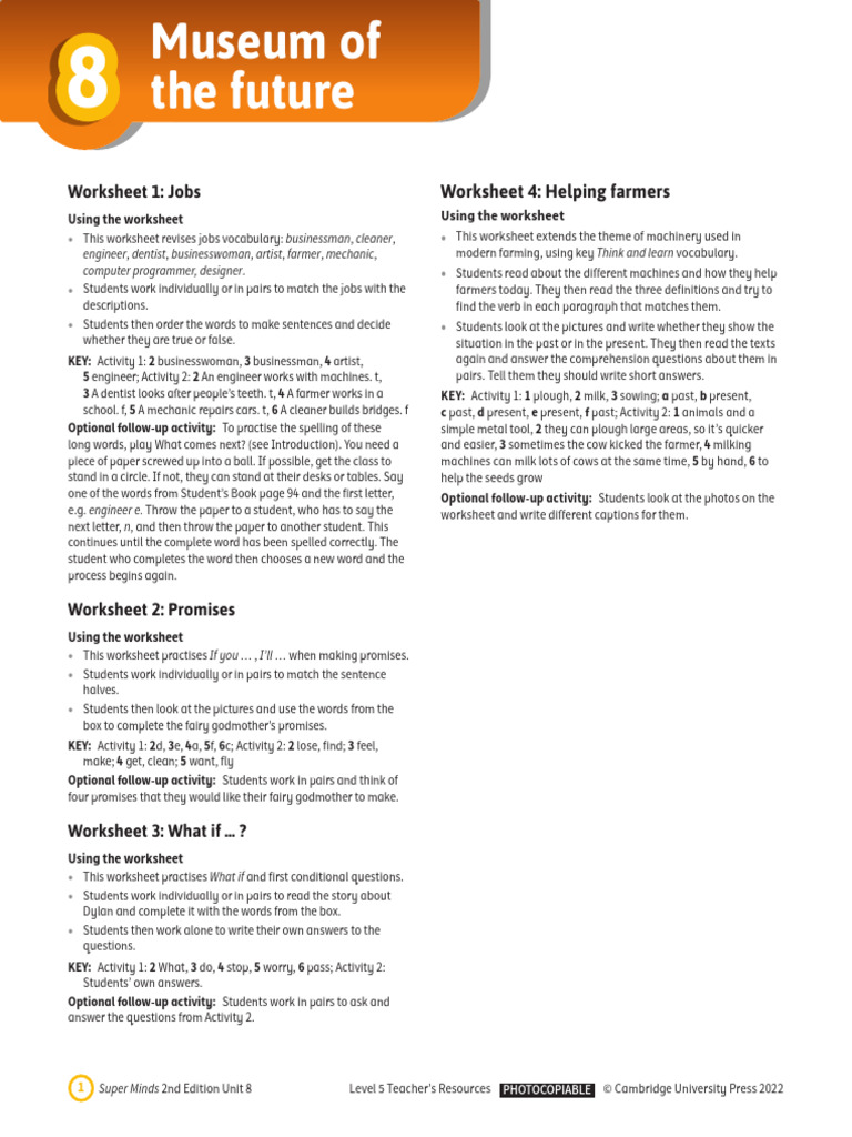 SM2ed Teacher's Resources Worksheet I L5 U8 | PDF | Dairy | Plough