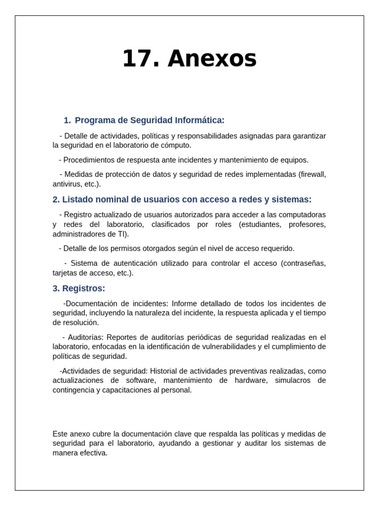Anexos: 1. Programa de Seguridad Informática | PDF