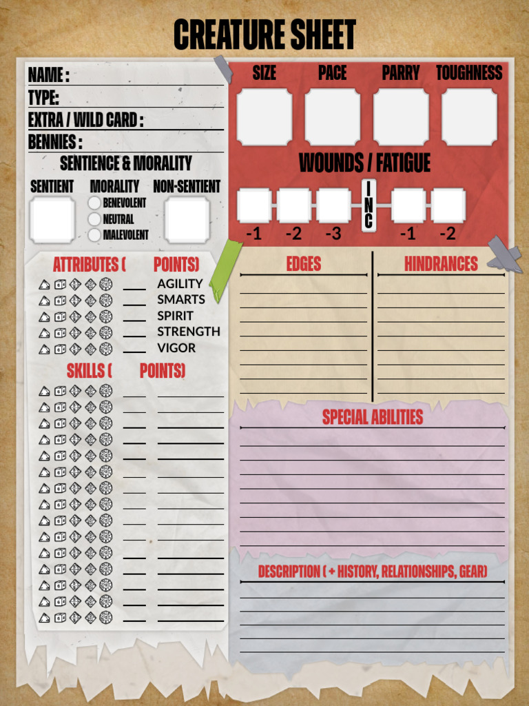 2238658-Creature Generator - Creature Sheet (Fillable) | PDF