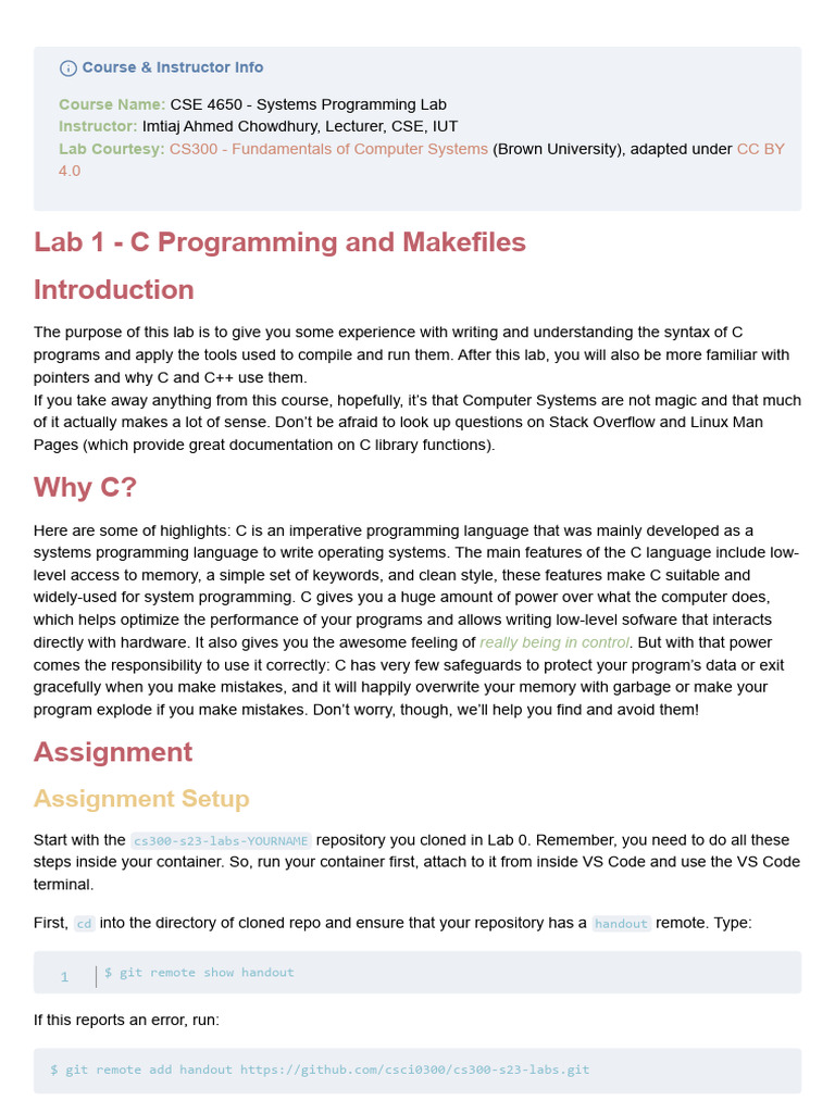 (Handout) Lab 1 - C Programming and Makefiles | PDF | Pointer (Computer Programming) | String ...