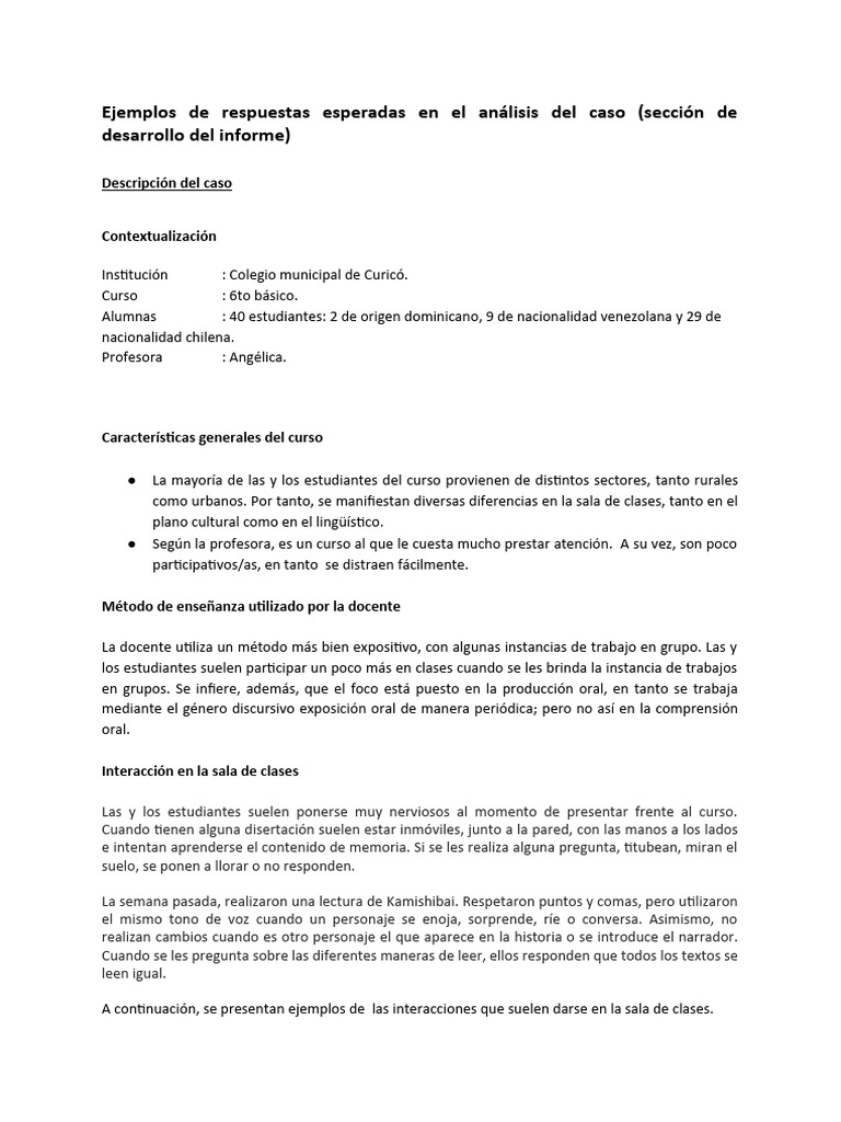 Evaluaci N 2 Ejemplo de Respuesta Esperada An Lisis de Caso DCO | PDF | Conocimiento | Hablar en ...