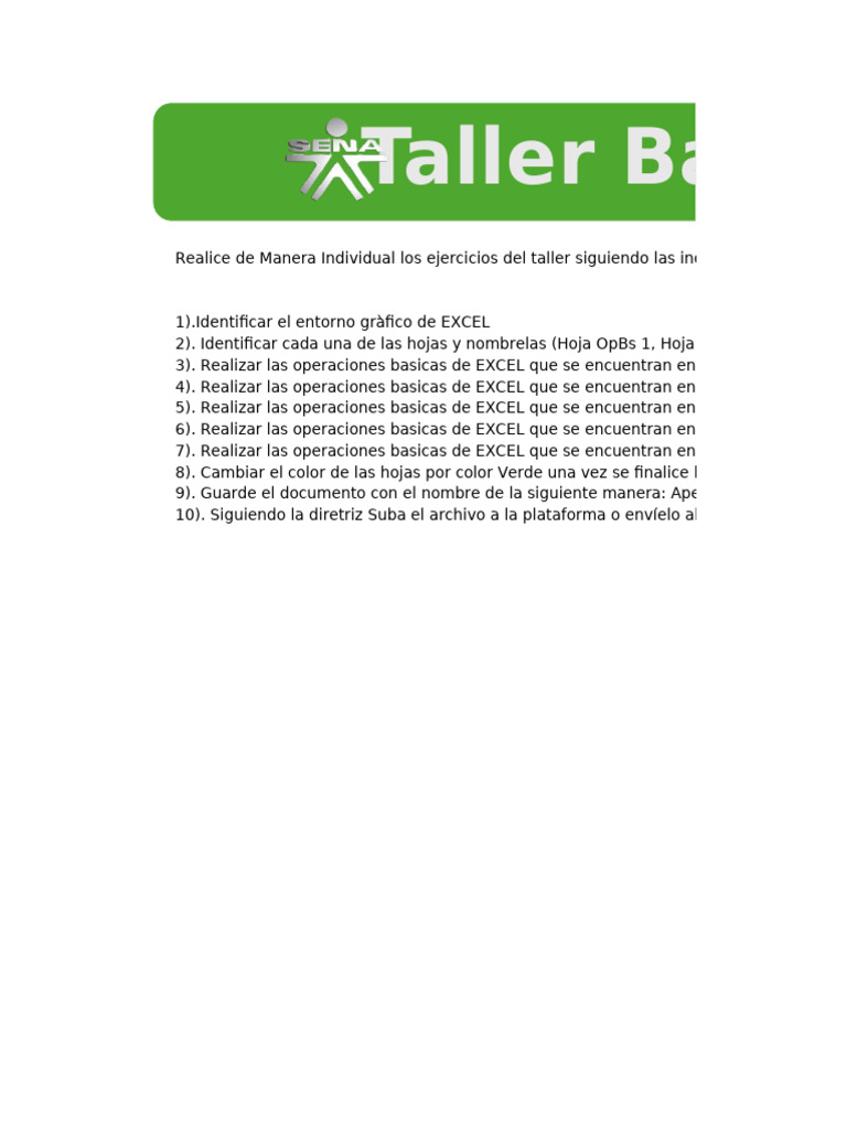 Taller Basico de Excel | PDF | Microsoft Excel