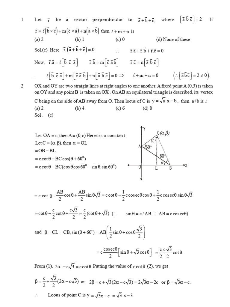 Cbse and Main Practice - 7 With Ans | PDF | Perpendicular | Mathematics