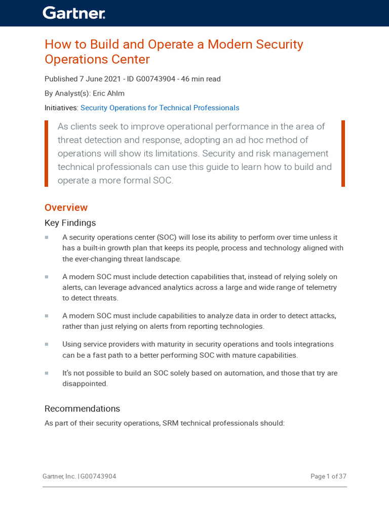 How To Build and Operate A Modern Security Operations Center | PDF | Computer Security | Security