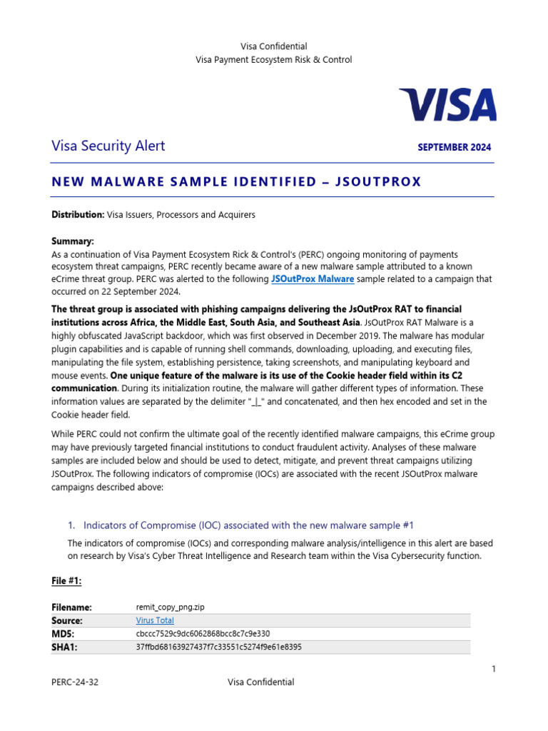 PERC 24 32 Visa Security+Alert New+JSOutProx+Malware | PDF | Malware ...
