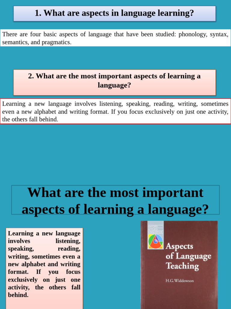 Key Aspects of Language Learning | PDF | Subject (Grammar) | Syntax