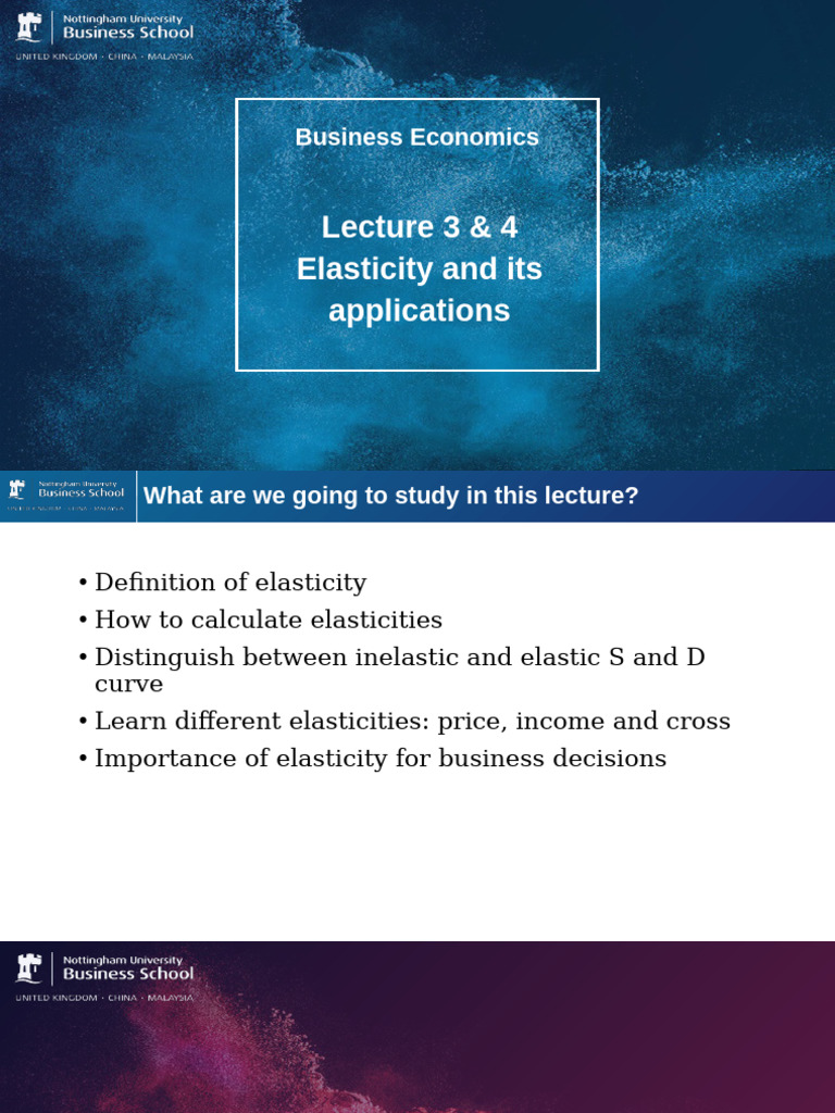 Lecture 3-4 - Elasticity - S | PDF | Elasticity (Economics) | Demand