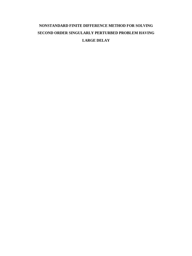 Nonstandard Finite Difference Method For Solving Pdf Numerical Analysis Perturbation Theory
