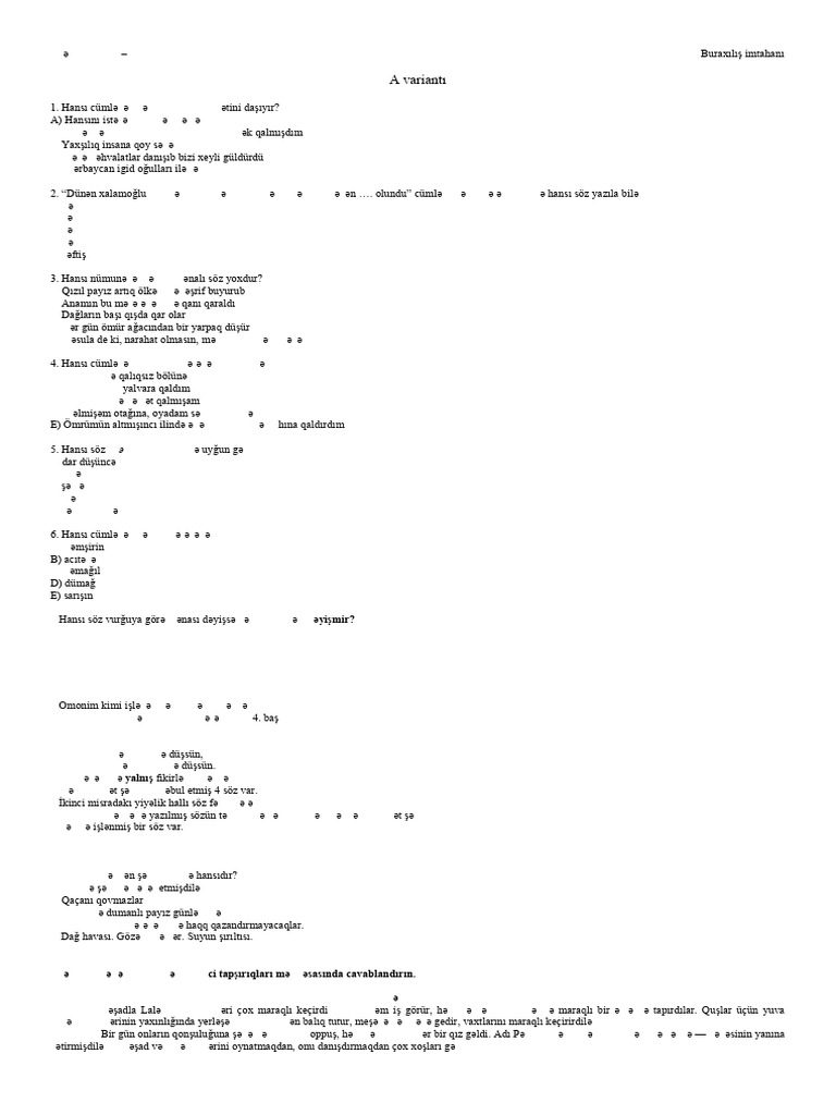 9cu Sinif Monitorinq A Variantı | PDF