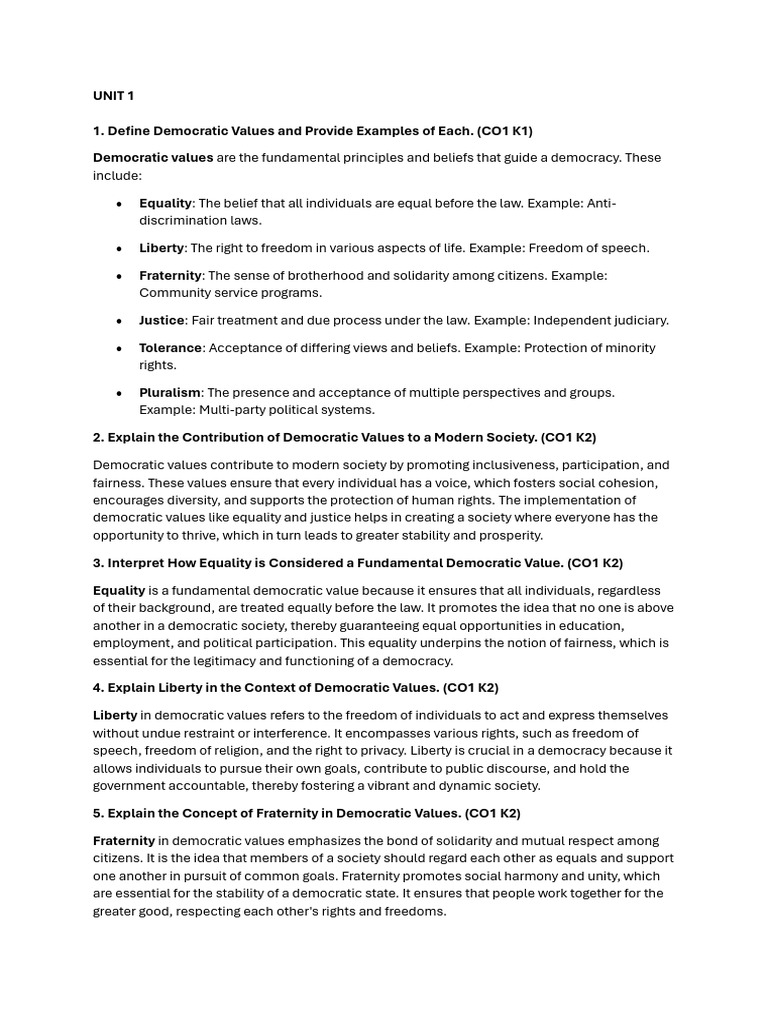 UNIT 1 | PDF | Secularism | Democracy