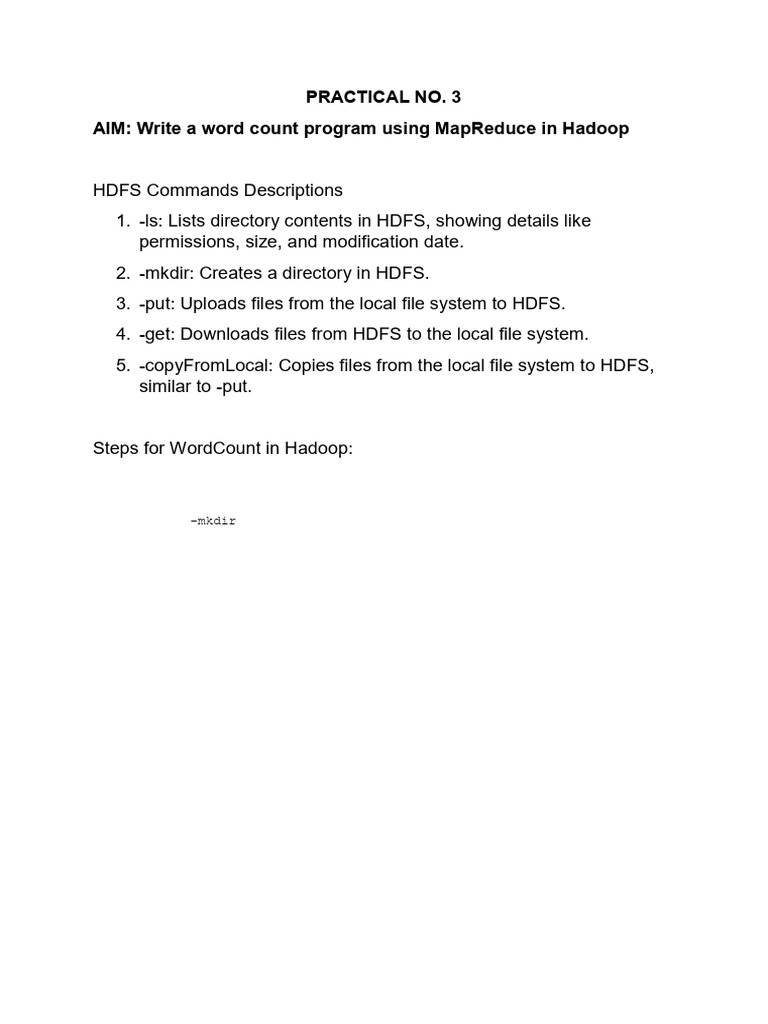 Word Count Program in Hadoop | PDF