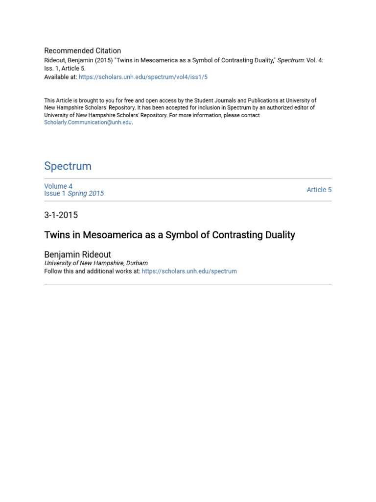 Twins in Mesoamerica As A Symbol of Contrasting Duality | PDF | Aztec ...