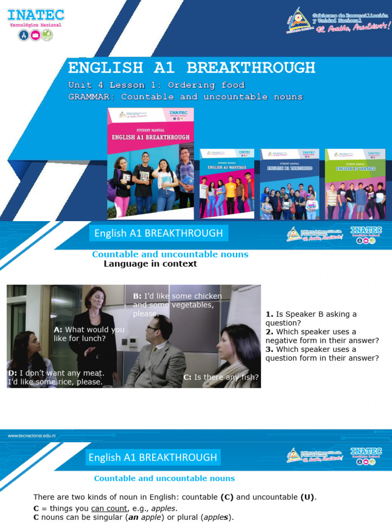 English A1 Breaktrhough U4 L1 | PDF | Plural | Grammatical Number