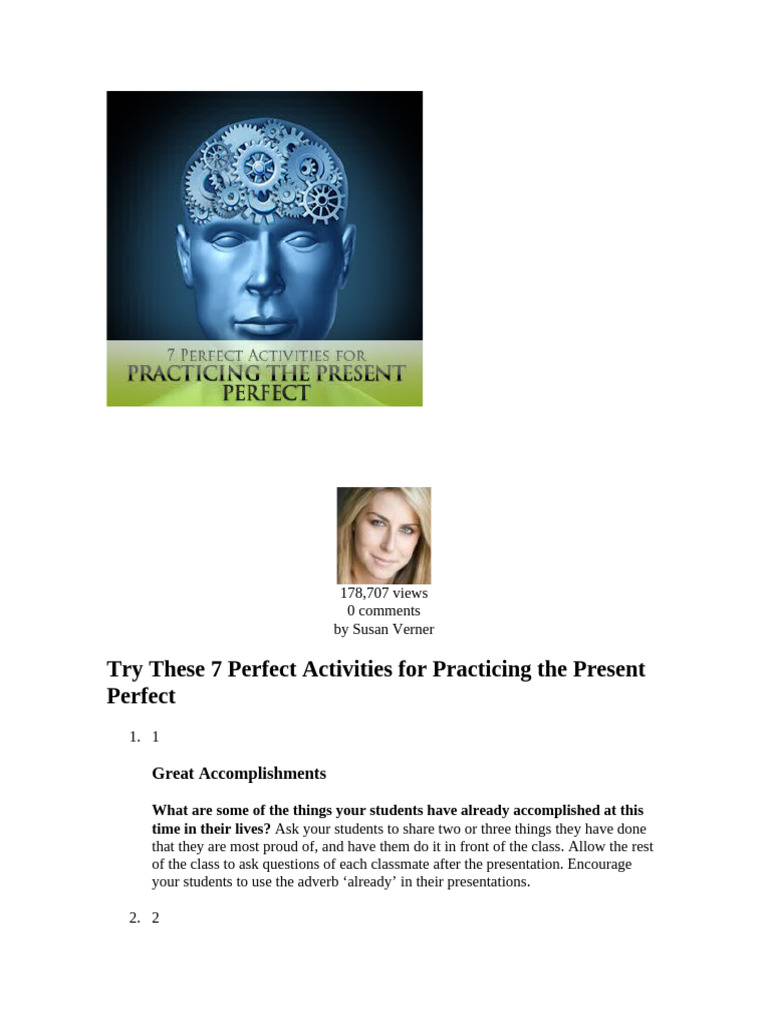 7 Perfect Activities for Practicing the Present Perfect MUY IMPORTANTE ...
